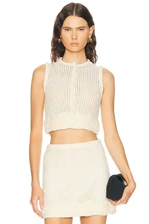 SELF-PORTRAIT Crochet Flower Knit Top - Cream