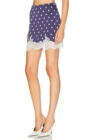 SELF-PORTRAIT Polka Dot Satin Mini Skirt