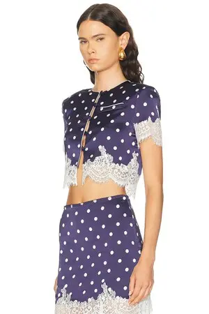 SELF-PORTRAIT Polka Dot Satin Top