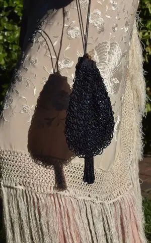 LUCIA ZOLEA Beaded Fringed Drawstring Purse