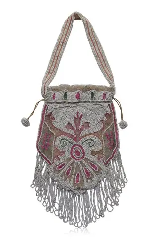 LUCIA ZOLEA Colored Glass Beaded Fringed Purse - Multi