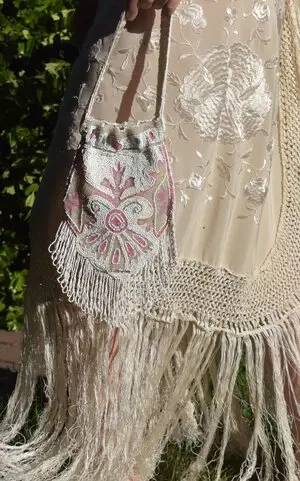 LUCIA ZOLEA Colored Glass Beaded Fringed Purse