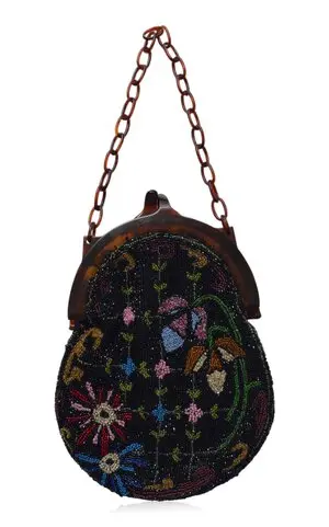 LUCIA ZOLEA 1920s Bakelite Floral Glass Beaded Purse - Multi