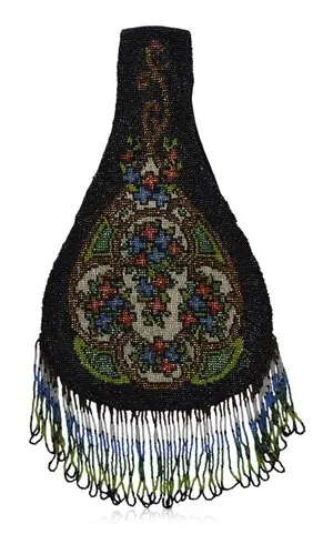 LUCIA ZOLEA 1920s Floral Glass Beaded Fringed Purse - Multi
