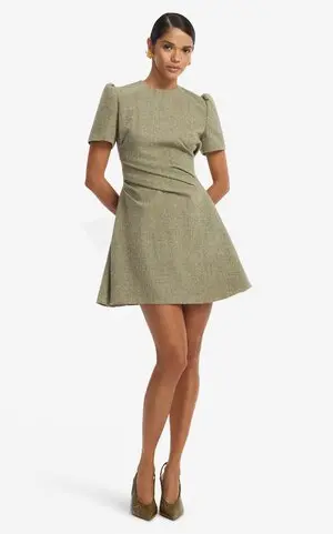 LEO LIN Elyse Wool Short Sleeve Mini Dress