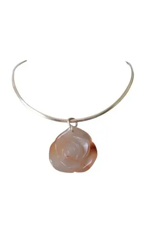 LUCIA ZOLEA Sterling Carved Rose Pendant Necklace - Silver
