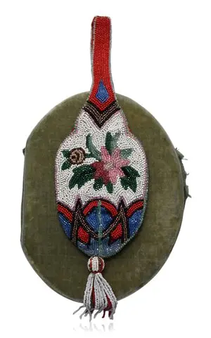 LUCIA ZOLEA Antique Petite Floral Patterned Glass Fringed Purse - Multi