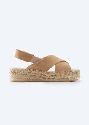 VISCATA Garbi Archive Suede Espadrille Platforms - Camel