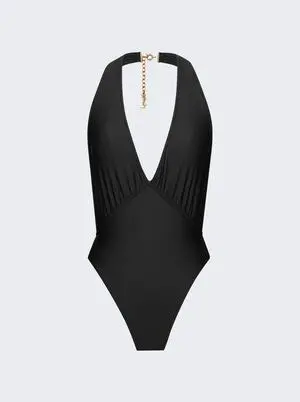 Saint Laurent Backless Halter Swimsuit Noir