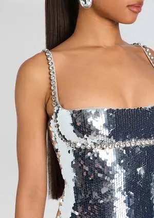 Retrofete Aderyn Embellished Sequin Mini Dress - Silver/silver