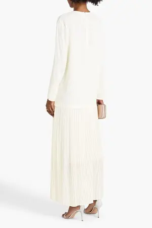 Zimmermann Plisséchiffon And Crepe Maxi Dress