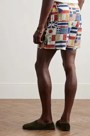 BODE International Straightleg Printed Linen Shorts