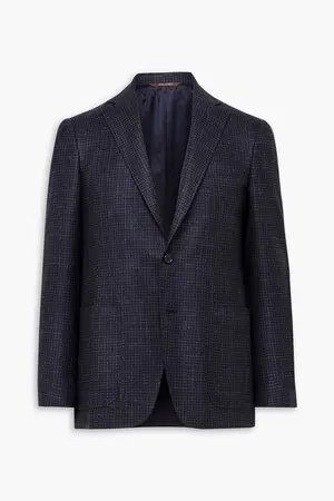 Canali Kei Slimfit Checked Woolblend Suit Jacket - Navy