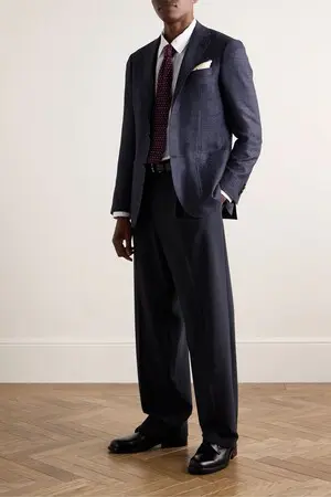 Canali Kei Slimfit Checked Woolblend Suit Jacket