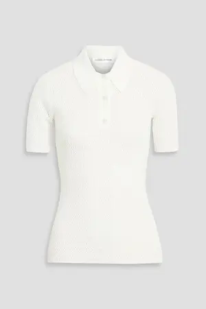 Victoria Beckham Pointelle Knit Polo Shirt - Ivory