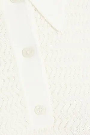 Victoria Beckham Pointelle Knit Polo Shirt - Ivory