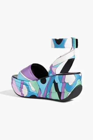 Emilio Pucci Ami Quilted Printed Twill Platform Sandals
