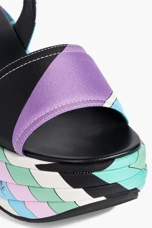 Emilio Pucci Ami Quilted Printed Twill Platform Sandals