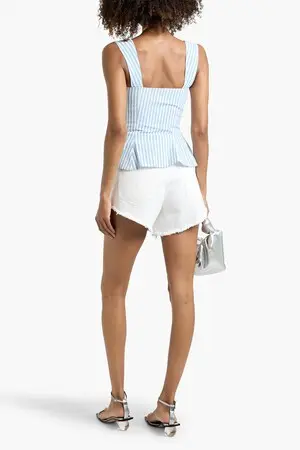 AREA Laceup Striped Cottonblend Poplin Top