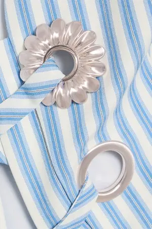 AREA Laceup Striped Cottonblend Poplin Top