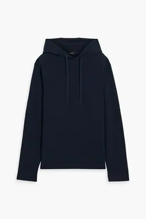 Theory Ribbed Cotton And Modalblend Hoodie - Navy