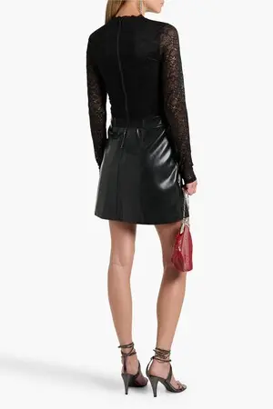 Alice + Olivia Alice Olivia Chara Pleated Corded Lace Mini Dress