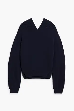 Victoria Beckham Wool And Cashmere-blend Sweater - Navy