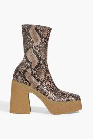 Stella McCartney Skyla Snakeeffect Platform Ankle Boots - Sand