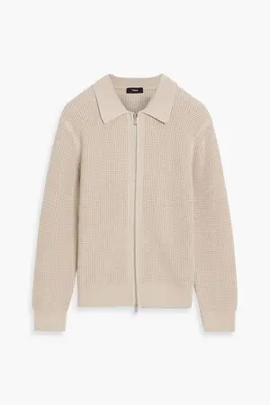 Theory Gary Ribbed Cotton And Cashmereblend Zipup Cardigan