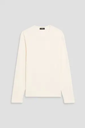 Theory Delroy Ribbed Cotton And Modalblend Tshirt - Ivory