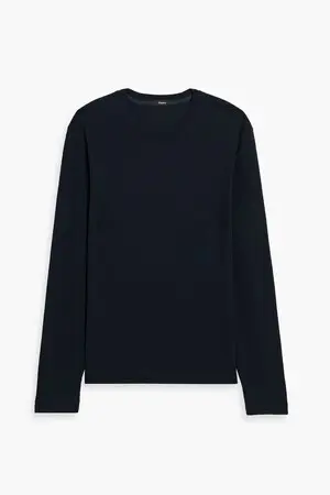 Theory Delroy Ribbed Cotton And Modalblend Tshirt - Navy