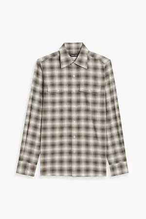 TOM FORD Checked Cottontwill Shirt - Gray