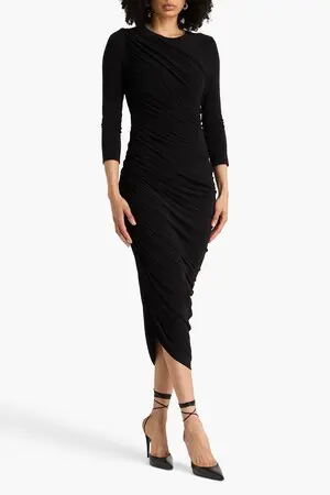 Norma Kamali Ruched Stretchjersey Midi Dress