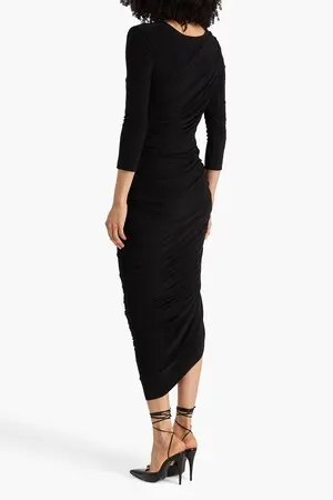 Norma Kamali Ruched Stretchjersey Midi Dress
