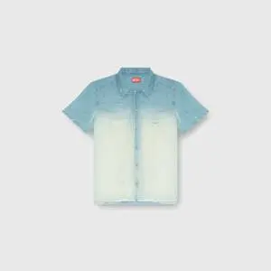 DIESEL® Short-sleeve Shirt In Fluid Overdyed Denim - Blue