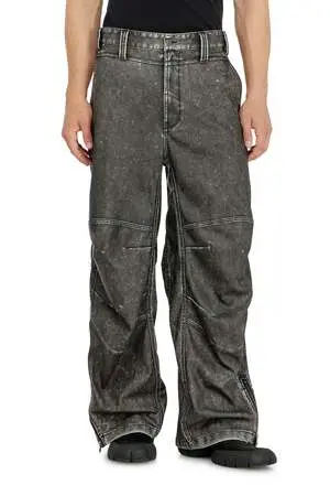 DIESEL® Distressed-effect Bonded Material Trousers - Grey