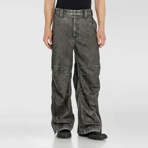 DIESEL® Diesel Distressed-Effect Bonded Material Trousers Grey