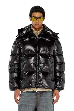 DIESEL® Down Puffer Jacket With Detachable Hood - Black