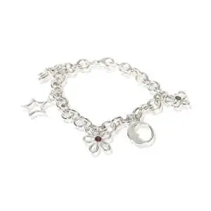 Tiffany & Co. Sterling Silver Flower, Butterfly & Dragonfly Charm Bracelet