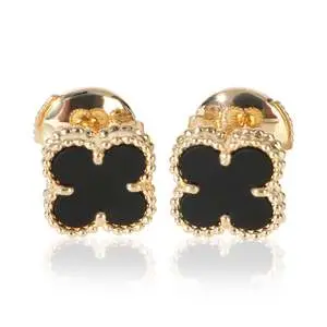 Van Cleef & Arpels Sweet Earrings In Yellow Gold And Onyx - Yellow_gold