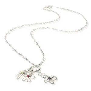 Tiffany & Co. Sterling Silver Peridot, Topaz Flower, Butterfly, And Dragonfly Charm Necklace