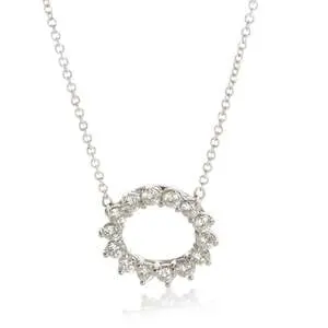 Tiffany & Co. Diamond Open Circle Pendant Necklace - Platinum