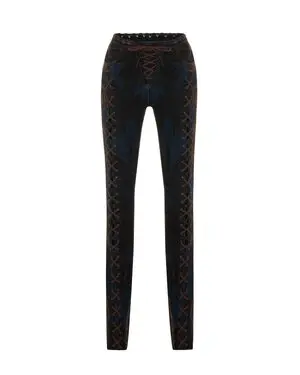 MAISON SEL Printed Denim Flare Jeans - Blue
