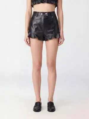 SELF-PORTRAIT High-waisted Polyurethane Shorts With Ruffle Hem