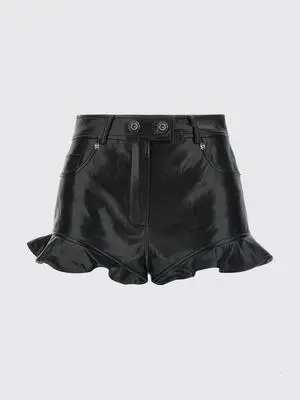 SELF-PORTRAIT High-waisted Polyurethane Shorts With Ruffle Hem
