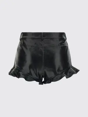 SELF-PORTRAIT High-waisted Polyurethane Shorts With Ruffle Hem