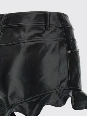 SELF-PORTRAIT High-waisted Polyurethane Shorts With Ruffle Hem