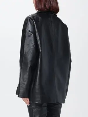 ANINE BING Luca Recycled Leather Shirt Jacket With Metal Buttons