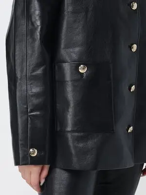 ANINE BING Luca Recycled Leather Shirt Jacket With Metal Buttons