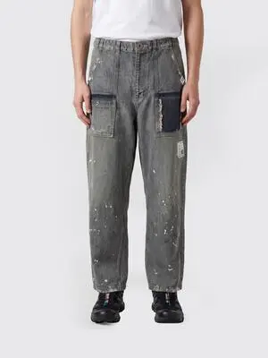 Mihara Yasuhiro Straight-leg Denim Jeans With Abstract Pattern - Blue
